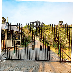 Garneck 1 Pair wooden door wrought iron decorate door hardware door handles black The fence heavy Garage cabinet hinges set iron door handle black cast iron flower plate earth tones