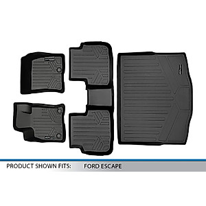 SMARTLINER All Weather Customer Fit Floor Mats 2 Rows and Cargo Behind 2nd Row Set Black Compatible with 2020-2023 Compatible with Ford Escape