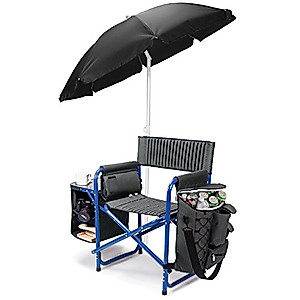 ONIVA - a Picnic Time Brand Fusion Original Design Outdoor Folding Chair, Gray with Blue Frame, 33 x 7 x 21