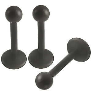 bodyjewellery 16g 16 gauge 1.2mm 3/8 10mm Flexible Black Acrylic Lip Bar Labret Ring Monroe Ear Tragus 3mm AQXO 3Pcs