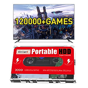 Kinhank 2TB External Hard Drive,Retro Game Console with 120000+Games,Retro Game Console HDD,Batocera 33 Emulator Console for Laptop/PC/Windows/Mac OS,Compatible with Most Emulators,USB 3.0