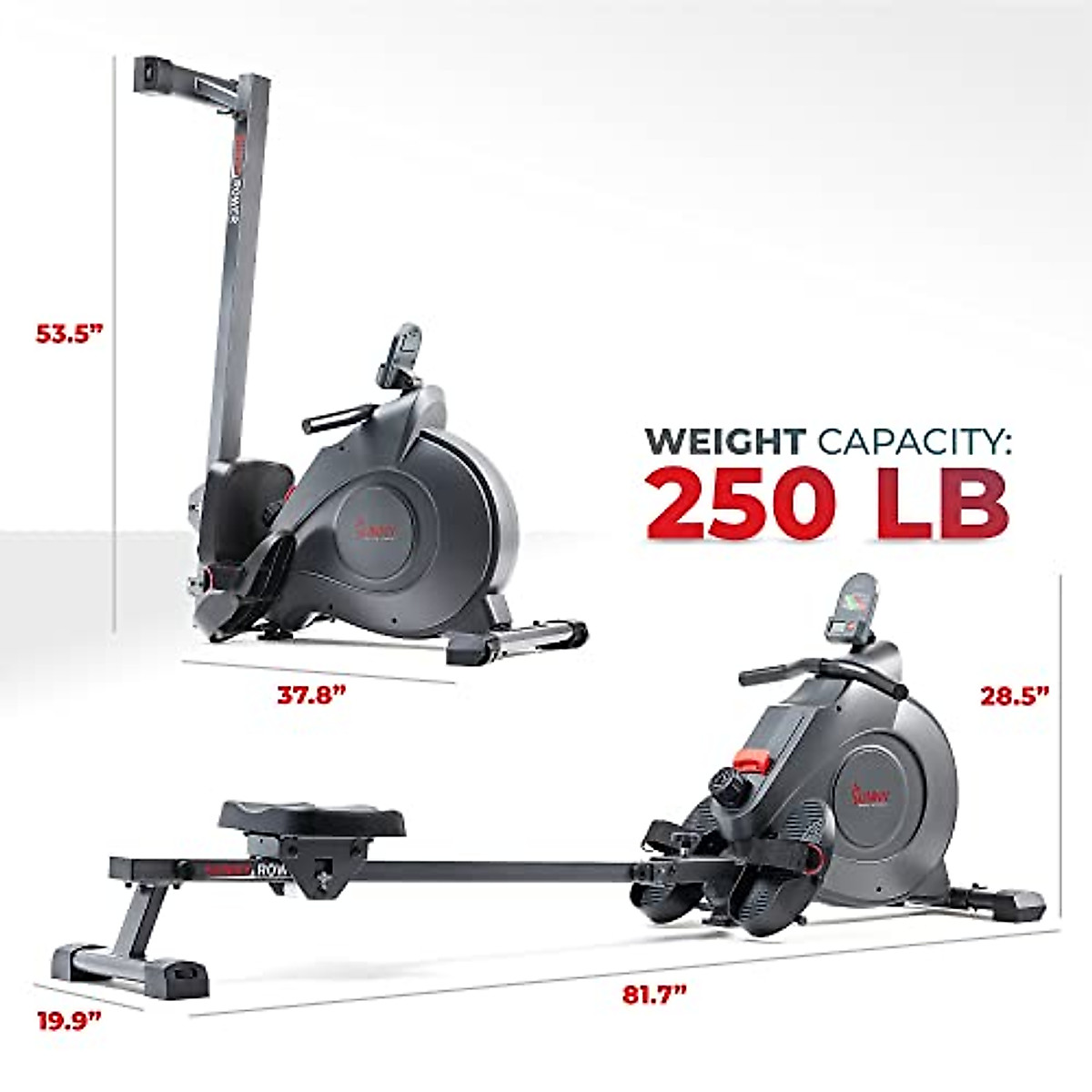 Sunny Health & Fitness Smart Magnetic Rowing Machine with Extended Slide Rail with Exclusive SunnyFit® App Enhanced Bluetooth Connectivity – SF-RW522016