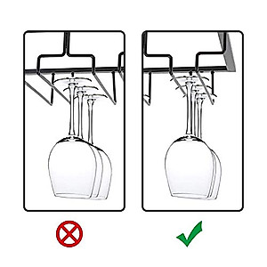 DreamiDeco Wine Glass Rack Under Cabinet Hanging Stemware Rack, Metal Wine Glass Holder Under Shelf for Bar Kitchen(Black, 3 rows 2 Pack)