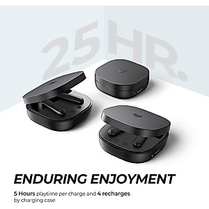 SoundPEATS TrueAir2 Wireless Earbuds Bluetooth V5.2 Headphones Wireless Earphones with Qualcomm QCC3040 TrueWireless Mirroring 4-Mic CVC 8.0 Total 25 Hrs Black