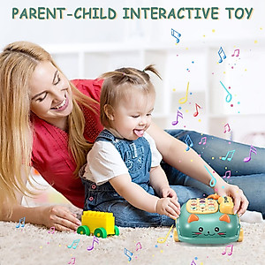 MIGWDPM Baby Phone Toys, Baby Music Toys, Baby Musical Toys Car Toy, Toddler Toys Boys Girls Toy, Kids Pretend Phone, Kids Educational Development Toy, Cute Cat Face Toys with Light, Gift for Children