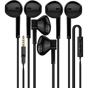 Headphones [3-Pack] Certified in-Ear Earbuds Earphones with Microphone Premium HD Stereo Headphones with Inline Control, Noise Isolating Earbud Headset, Corded, 3.5mm Audio Jack Devices (Black)