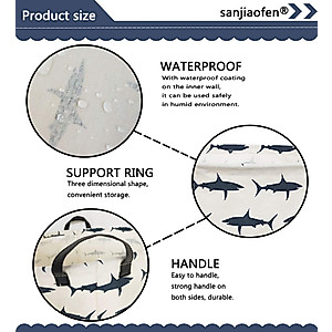 Sanjiaofen Kids Laundry Hamper,Canvas Shark Hamper Collapsible Boys Storage Baskets for Shark Room Decor,Nursery Hamper,Toy Organizer,(Shark)