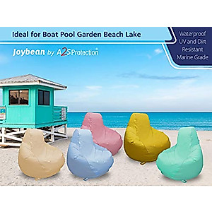 JoyBean Outdoor Bean Bag Chair - Water Resistant Marine Vinyl Ideal for Yacht Boat Pool Patio Garden Marine - Lawn Chair - Patio Furniture - for Adults Teens Kids (Medium, Carolina Blue)