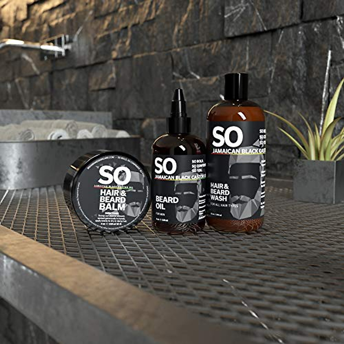 SO Jamaican Black Castor Oil Fast Absorbing, Promote Beard and Hair Growth, Best Oil For Men's & All Hair Textures, Strong Healthy, Brown, Bamboo Lotus, 4 Fl Oz