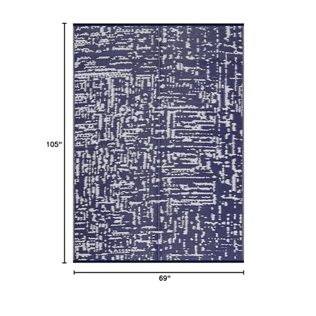 Beverly Rug Abstract Outdoor Rugs 6x9 Waterproof Reversible Plastic Straw Rug Outdoor Carpet, Outside Mat for Patio, Camping, Picnic, Porch, Deck, RV, Beach, Pool, Blue and White