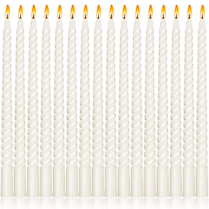 Dyrfolm 16 PCS Spiral Taper Candles,White Spiral Candle,10 Inch Twisted Taper Candles,Unscented Twisted Candlesticks,Dripless Long Candle Sticks for Wedding,Party,Dinner and Home Decoration