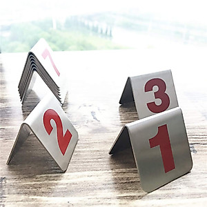Amatolo 10 Pcs Metal Tent Style Stackable Table Numbers,Place Cards Suitable for Restaurants Cafes Bars and Personal Gatherings. (Numbered 1 Through 10)