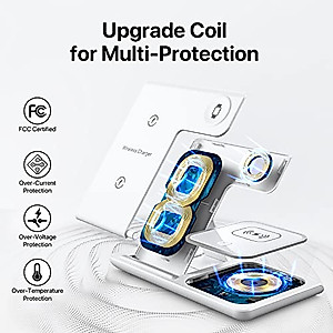 Wireless Charging Station, 3 in 1 Wireless Charger Stand, Fast Wireless Charging Dock for iPhone 14/13/12/11/Pro/X/Max/XS/XR/8/Plus, for Apple Watch7/6/5/4/3/2/SE, for Airpods 3/2/Pro(White)