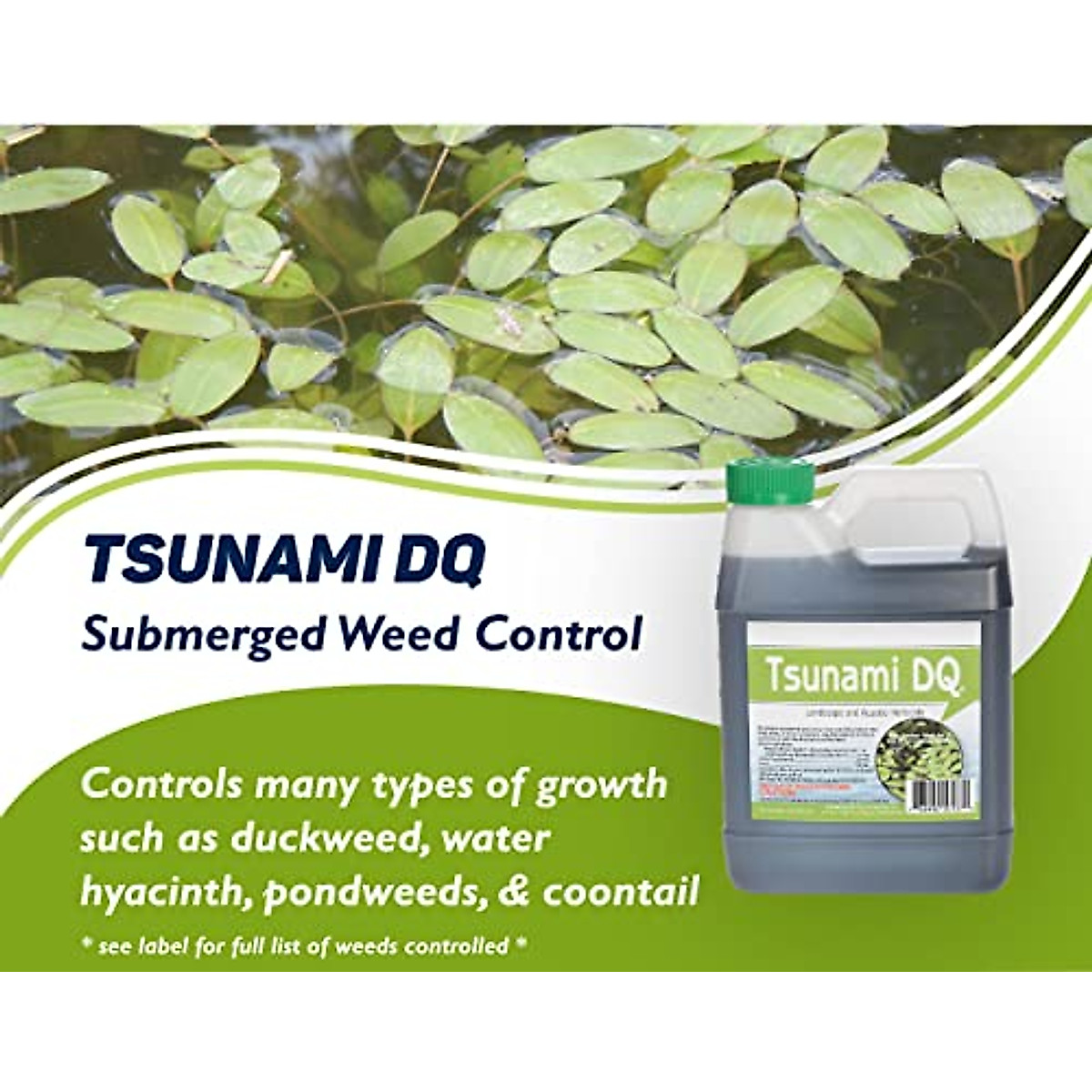 Tsunami DQ Aquatic Herbicide- Quart - 37.3 Percent Diquat Dibromide – Concentrated Aquatic Weed Killer for Lakes and Ponds - Duckweed, Watermeal, Curly Leaf, Pondweed & Many More