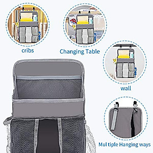 COCODE Hanging Diaper Caddy and Nursery Organize for Baby Crib, Playard, Changing Table, Diaper Caddy Stacker for Baby Essentials & Baby Shower Gifts for Newborn, Grey