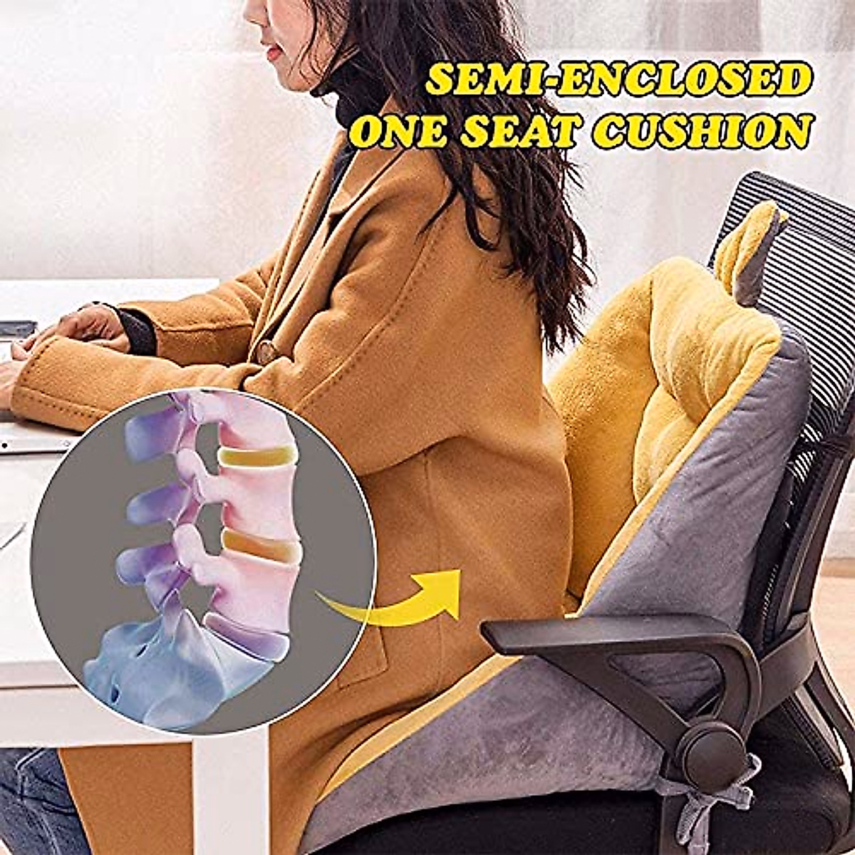 Back Rest Support Pillow ,Chair Cushion,Seat Cushion,Reading Pillow,Semi-Enclosed One Seat Cushion Comfort One Seat Cushion For Office Chair Pain Relief Cushion Sciatica Bleacher Seats With Backs And