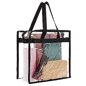 Juvale 2 Pack Clear Stadium Approved Tote Bags, 12x6x12 Large Transparent Totes with Zippers, Handles for Concerts, Sporting Events, Music Festivals, Work, School, Gym
