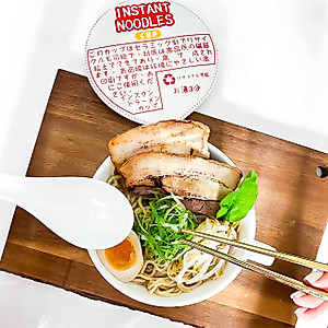 The Cozy Maison Japanese Instant Noodles Cup Ramen Ceramic Bowl Set with Ceramic Spoon and Stainless Steel Chopsticks