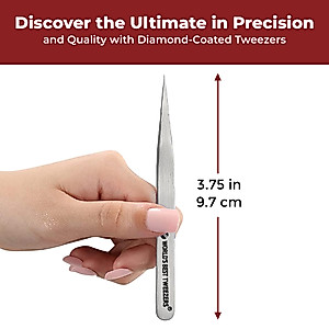 World's Best Tweezers Splinter Out Needle Nose Tweezers - High Precision Fine Point Stainless Steel Tweezers for Ingrown Hair, Ticks, Glass Removal - Diamond Tip Professional Tool for Face & Eyebrows