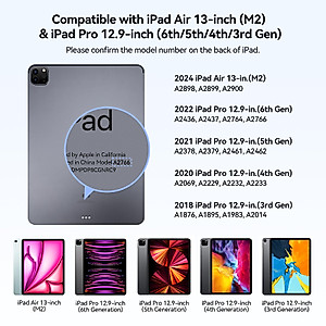 AUSDOM Magic-Style Keyboard Case for 2024 iPad Air 13(M2) and iPad Pro 12.9 (6th/5th/4th/3rd Gen), Magnetic Floating Wireless Backlit Rechargeable Bluetooth Keyboard with Multi-Touch Trackpad, Black