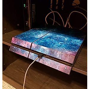 Ps4 Stickers Full Body Vinyl Skin Decal Cover for Playstation 4 Console Controllers (with 4pcs Led Lightbar Stickers)(PS4 Console (Blue Starry Sky))