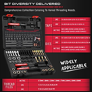 Thread Repair Thread Chaser Tool Set - 49PCS Thread Cleaner Rethreading Master Kit Metric SAE Bolt Restorer File Nut Rethreader Automotive Wheel Stud Spark Plug Engine Standard Screw Threading UNC UNF
