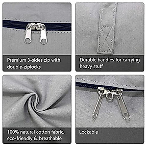iwill CREATE PRO Breathable Canvas Soft Storage Bag with Handles, Light Gray, 3pcs