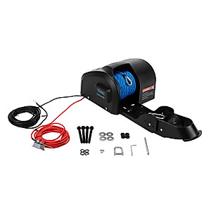 Camco TRAC Outdoors Pontoon 35-G3 Electric Anchor Winch | Features a High-Efficiency, 12-Volt DC, All Steel Gear Motor and 100-feet of Pre-Wound Double-Braid Anchor Rope | (69003)