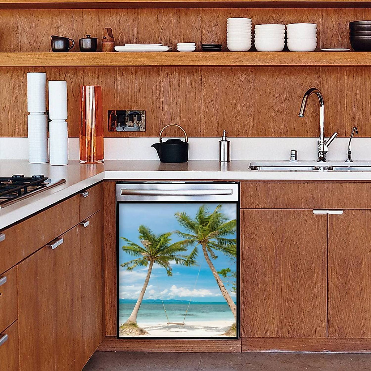 Dishwasher Magnet Cover Paradise Holidays on KOH Phangan Thailand Magnetic Refrigerator Stickers Decorative Appliance Cover Fridge Panels Metal Door Garage 23"Wx26"H