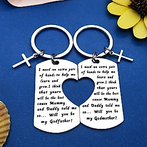 Dabihu Godparent Gifts from Godchild Will You Be My Godmother/Godfather Keychain Set Christening Gift Godparents Announcement Jewelry First Communion Gift for Godmother Godfather Baptism Gift Keyring