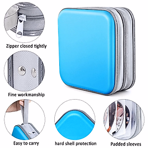 Bivisen CD/DVD Case Wallet, 48 Capacity, Sky Blue, Plastic, Portable Storage Organizer