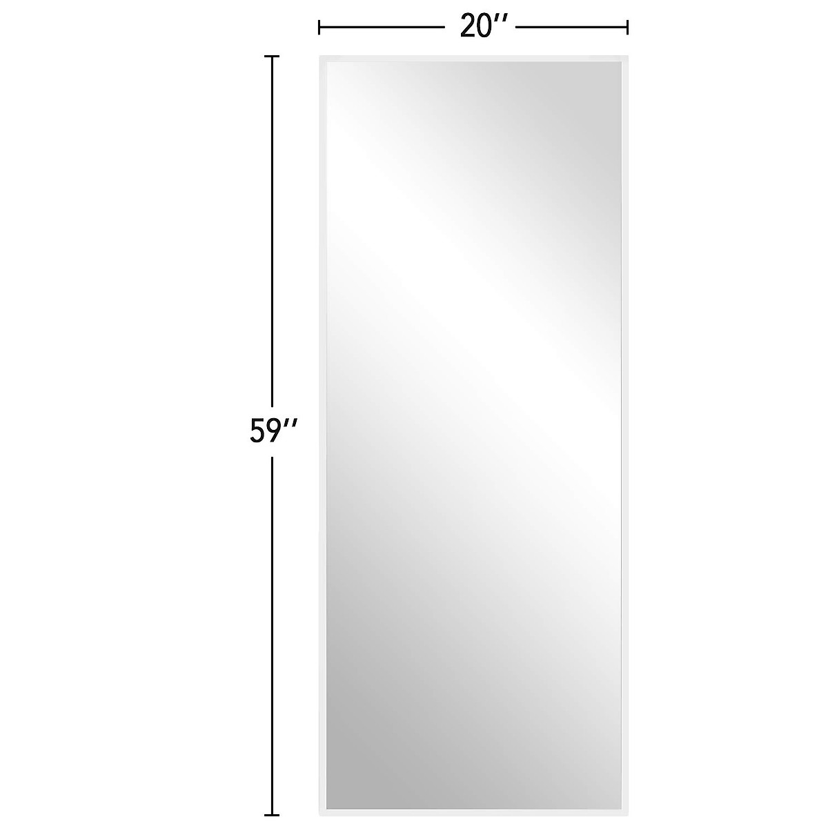 PexFix Full Length Standing Mirror, 59" x 20" Modern Minimalist Style Floor Mirror Metal Frame Modern Bedroom Dressing Mirror Wall Mounted Mirror Leaner Mirror - Matte White