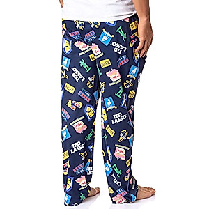 Ted Lasso Mens' TV Series Show Symbols Icons Believe Sleep Pajama Pants (Small) Blue