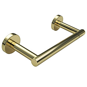 POKIM Gold Toilet Paper Holder - Metal Bathroom Flexible Pivoting Tissue Handle on Wall Mounted, SUS 304 Stainless Steel Adjustable TP Large Mega Roll Holder Classic Shiny Finish