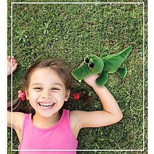 DolliBu Green Alligator Stuffed Animal - Super Soft Alligator Plush, Huggable Big Eyes Plush Animal Alligator Toy, Wild Animal Gator Plush, Cute Stuffed Animal Gift for Kids and Adults - 6 Inches