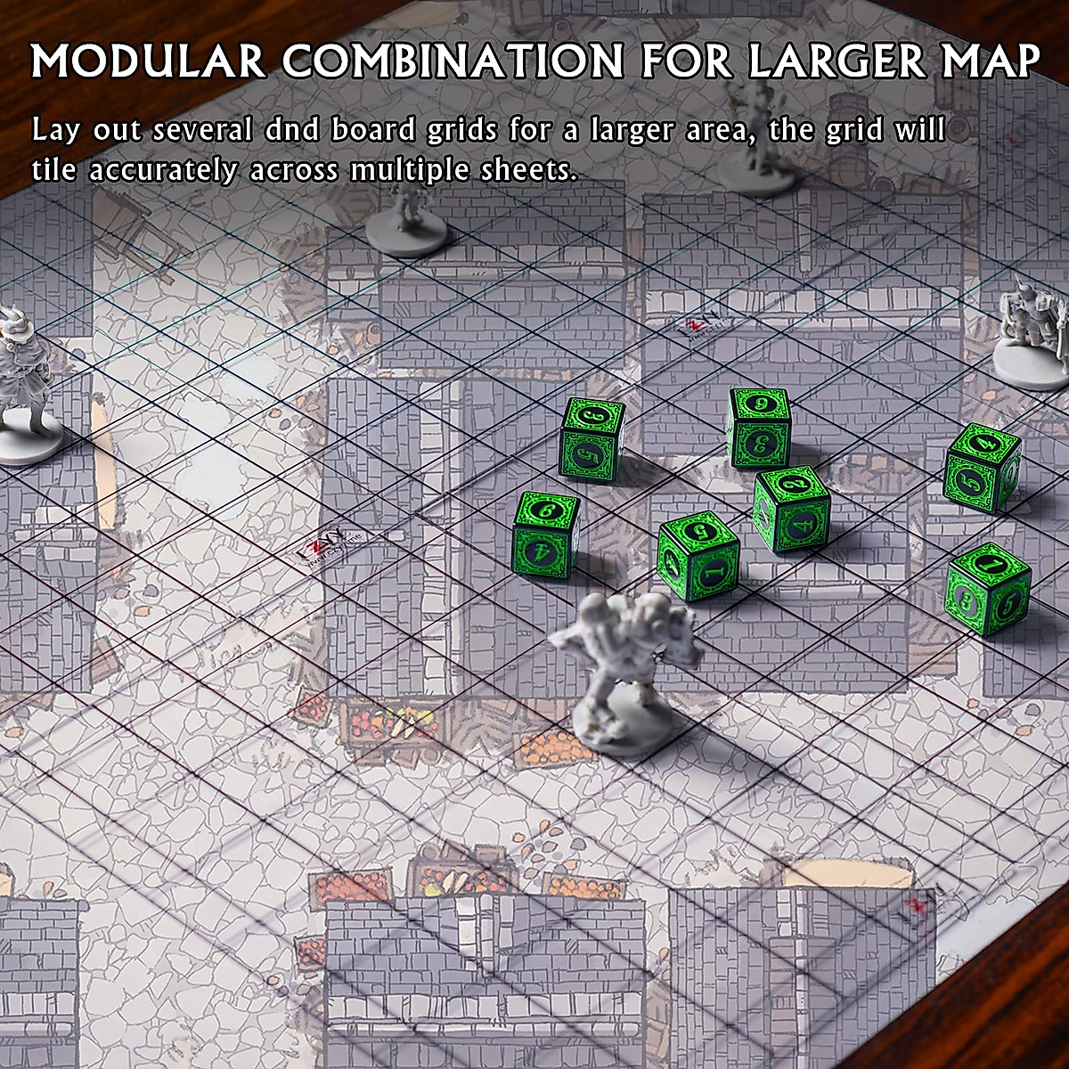 CZYY Acrylic Game Mat 1" Square Grid Overlay Set of 2, 6"x8" Battle Map Board Clear & Durable - Great for Dungeons and Dragons, Pathfinder and Other Tabletop RPG