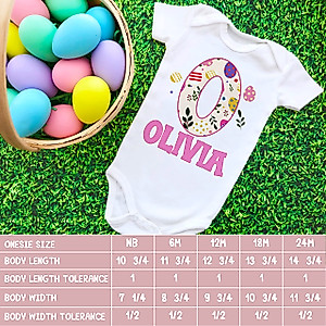 Personalized My First Easter Baby Onesie w/Name - 9 Design Customize 1st Boy Outfits Gifts Custom Girl Outfit Bunny Clothes Kids Bodysuit Newborn 6M 12M 18M 24M C1, White