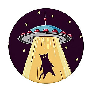 UFO Cat Abduction - Funny Sci Fi Alien Kitty PopSockets PopGrip: Swappable Grip for Phones & Tablets