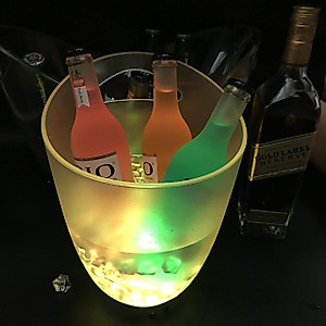 PeSandy LED Ice Bucket, 4L Large Capacity Wine Ice Bucket Drink Containers with Multi Colors Changing for Party/Home/Bar, Waterproof Champagne Retro Wine Drink Beer Beverage Ice Bucket Battery Powered