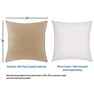 PreciousHome Set of 2 Cream Throw Pillows - Faux Suede Decorative Throw Pillow Covers, Beige Throw Pillow, Beige Pillow Covers, Throw Pillows for Couch, Decorative Pillows 18x18 Inches