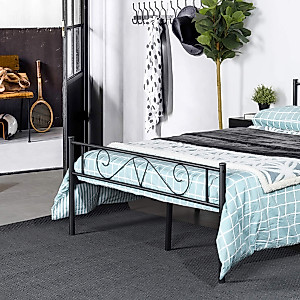 Full Size Platform Bed Frame with Headboard, Nordic Style Metal Bed Easy Assembly, Size 77.256.134.8 Inches