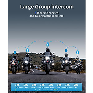FODSPORTS FX8 Motorcycle Helmet Bluetooth Headset with Music Sharing,Bluetooth Motorcycle Headset with EQ Sound/FM,Up to 8 Riders Group Intercom,Motorcycle Headset for ATV/Dirt Bike/Off Road/1pcs