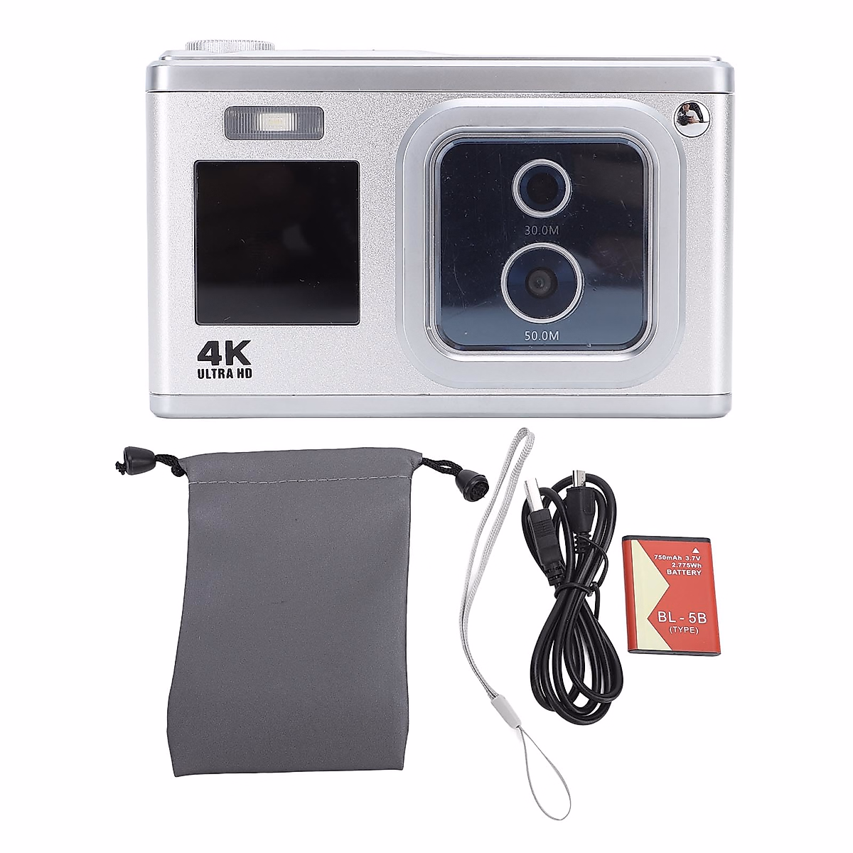 VBESTLIFE Digital Camera, Retro Digital Camera Dual Screen Front Selfie Screen, Compact Camera Portable with Dual High Definition Cameras, 16X Digital Zoom Auto Focus Camera Built in Flash