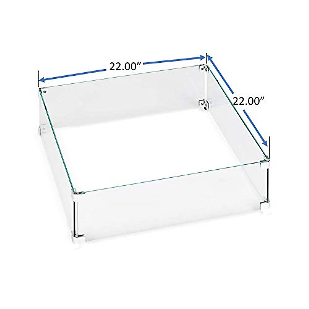 Hiland AWS-SQ22 Fire Pit Glass Square Wind Screen, Square, Clear