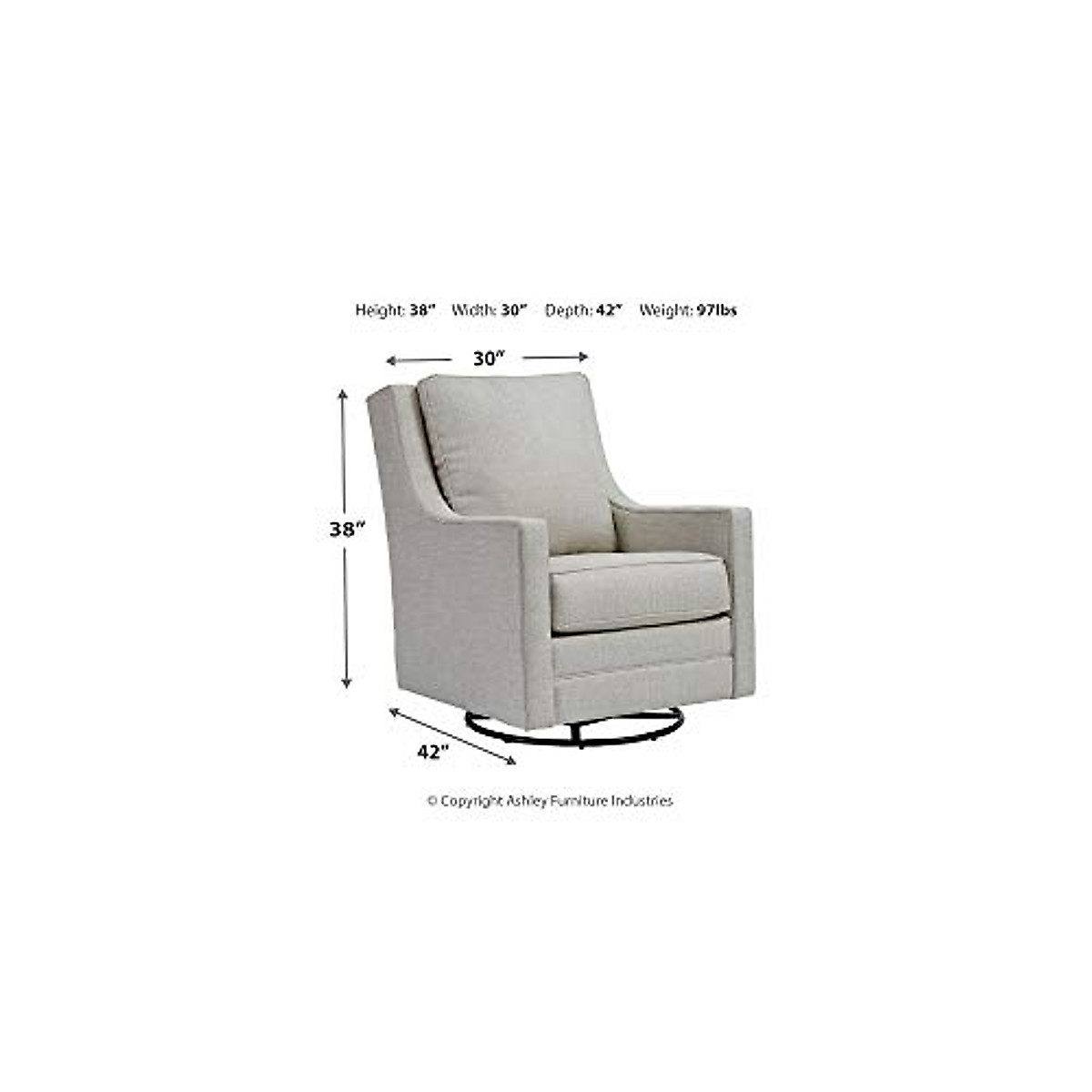 Signature Design by Ashley Kambria Contemporary Swivel Glider Nursery Accent Chair, Gray