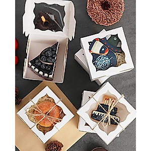 qiqee Bakery Box with Window 4x4x2.5 4*4*2.5inch/100Packs White Macaron Boxes Small Donut Pastry Boxes for Party Mini Cookie Boxes(5 Diferent Gift Include)