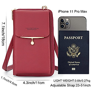 Valentoria Small Crossbody Bag Cell Phone Purse Wallet Leather Card Slot Clutch for Women Burgundy
