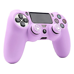 Ralan Purple Controller Skin Silicone for PlayStation 4, Non-Slip Grip Cover Protector Compatible with PS4 Slim/PS4 Pro Controllers with 6 Thumb Grip Caps