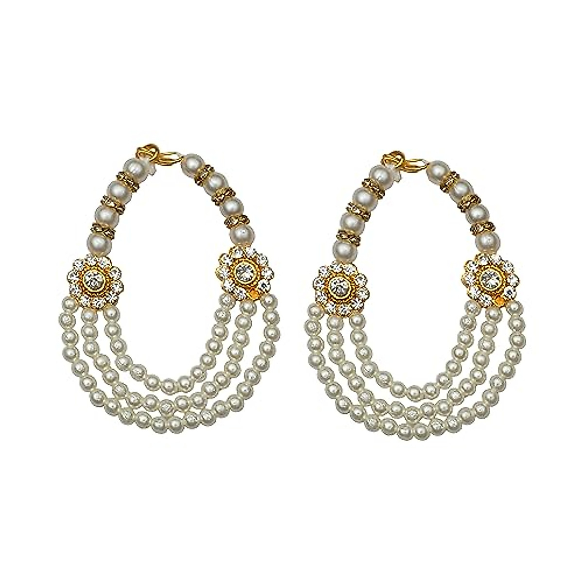 Set of 2 White Moti Mala Set for Laddu Gopal/Devi Maa/Radha Krishna/God Goddess Haar Sringar Set Deities jewellary Set for Janmashtami All God Idol Statue for Holi Festival Decoration(Size:-3'')