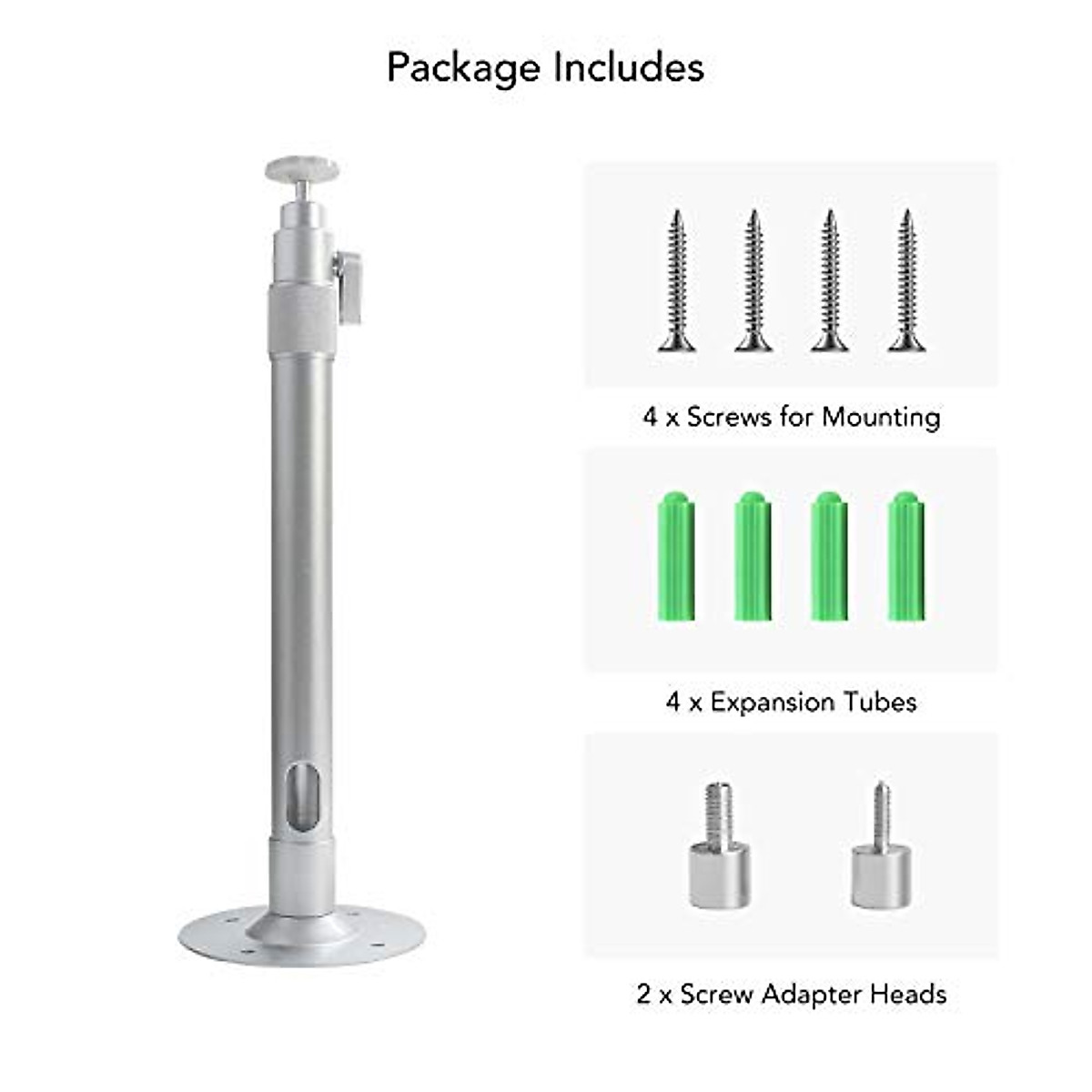 Universal Extending Projector Ceiling Mount Hanger 360°Rotatable Head with Extendable Length 13.8 Inch to 23.6 Inch / 11 lbs Load Mounting Bracket